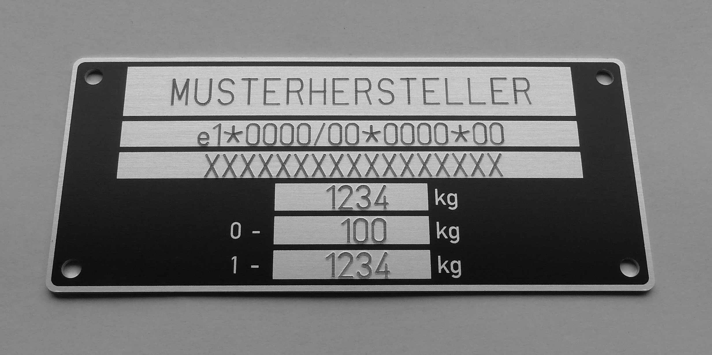 Typenschilder, Industrieschilder - Var.11 Typenschild für Kfz Anhänger ...